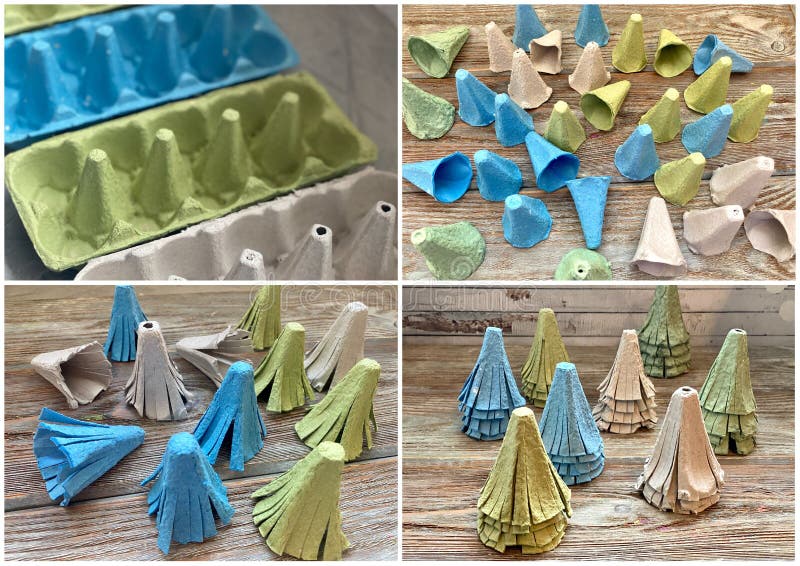 Step by Step How To Make a Christmas Tree from an Empty Recycling Egg ...