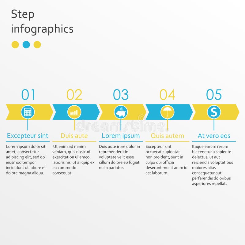 Step by Step Infographics Template with 5 Arrows. Business Infographic ...