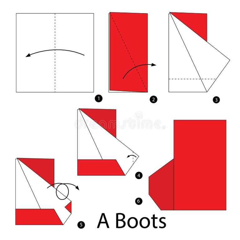 Step Instructions How To Make Origami Boots Stock Illustrations – 3 ...
