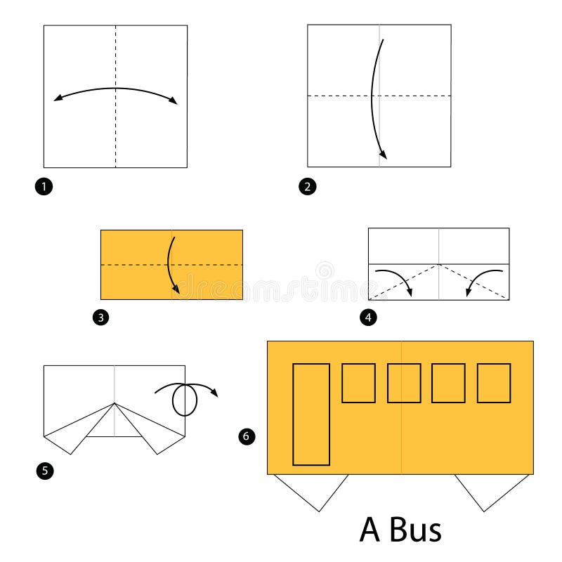 Step Step Instructions How To Make Origami Bus Stock Illustrations 8