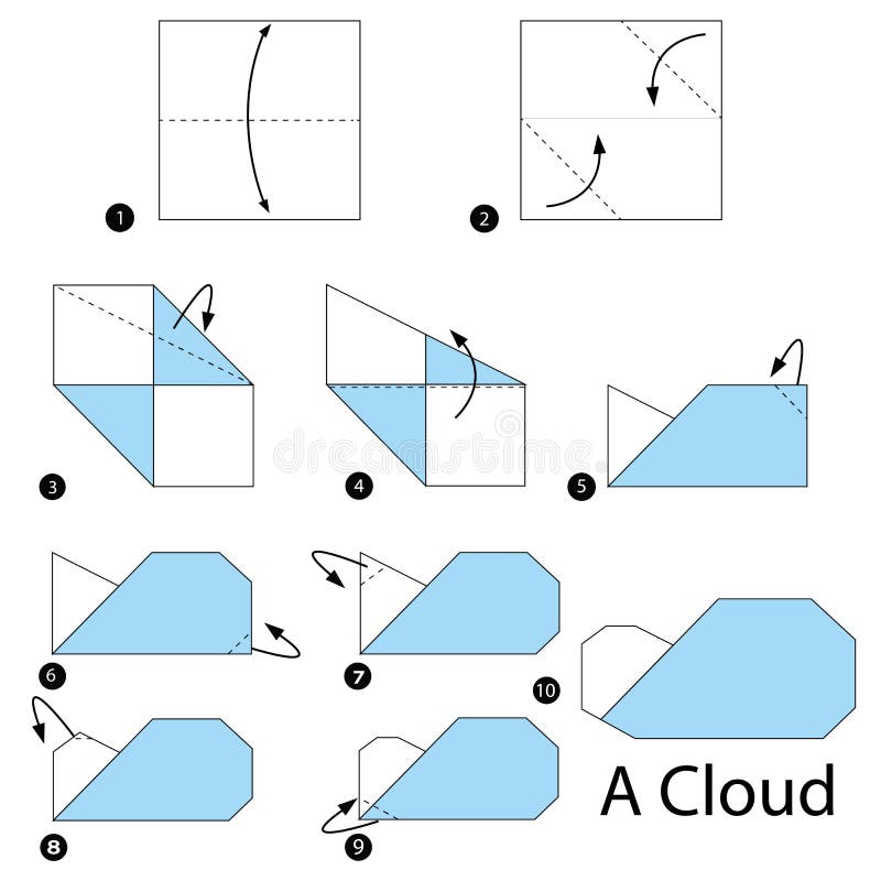 Step by Step Instructions How To Make Origami a Cloud. Stock Vector ...