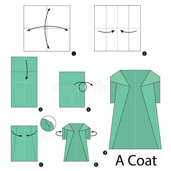 Step by Step Instructions How To Make Origami a Coat. Stock Vector ...