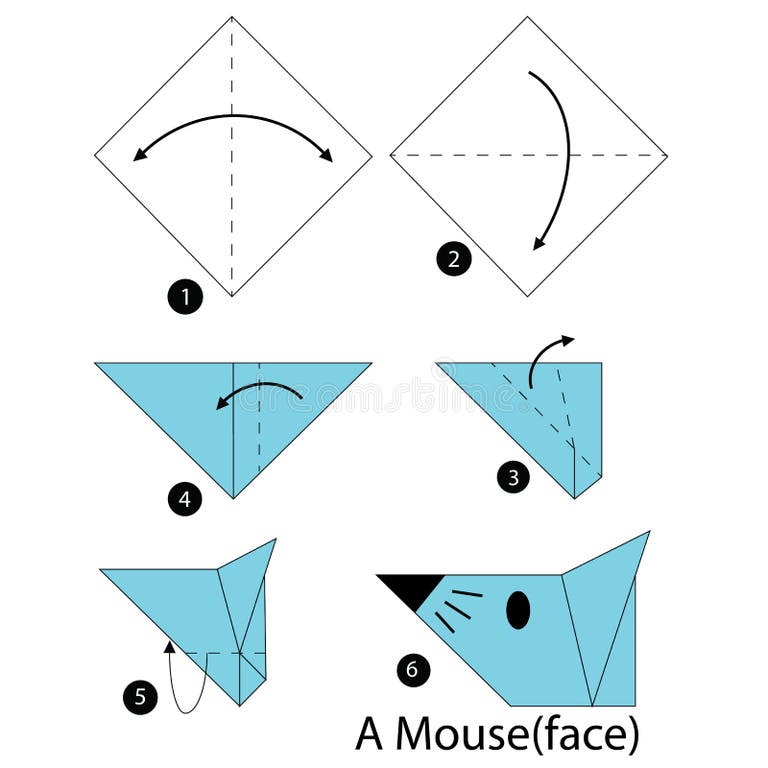 Step by Step Instructions How To Make Origami a Mouse. Stock Vector ...