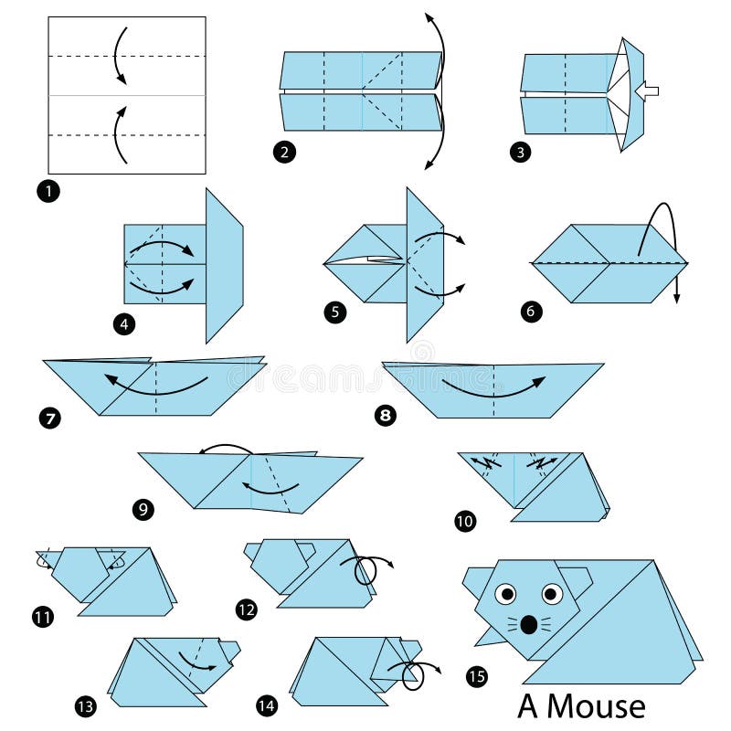 Origami Mouse Steps Stock Illustrations – 11 Origami Mouse Steps Stock ...