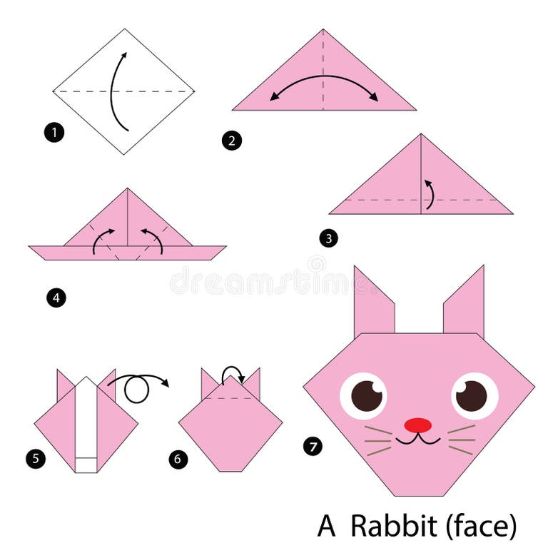 Step by Step Instructions How To Make Origami a Rabbit. Stock Vector ...