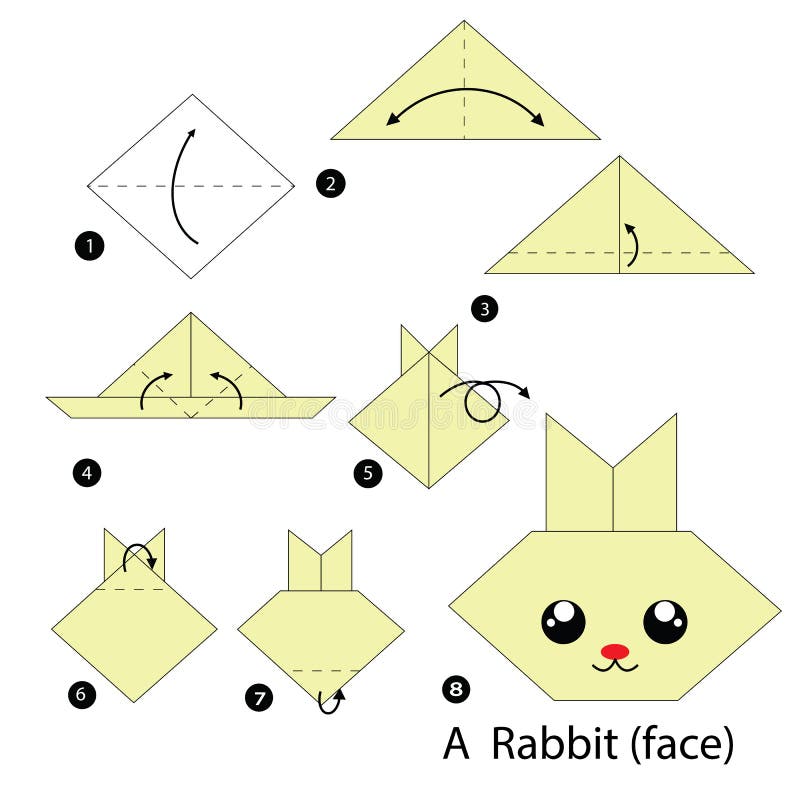 Step by Step Instructions How To Make Origami a Rabbit. Stock Vector ...