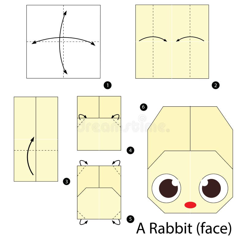 Step by Step Instructions How To Make Origami a Rabbit. Stock Vector ...