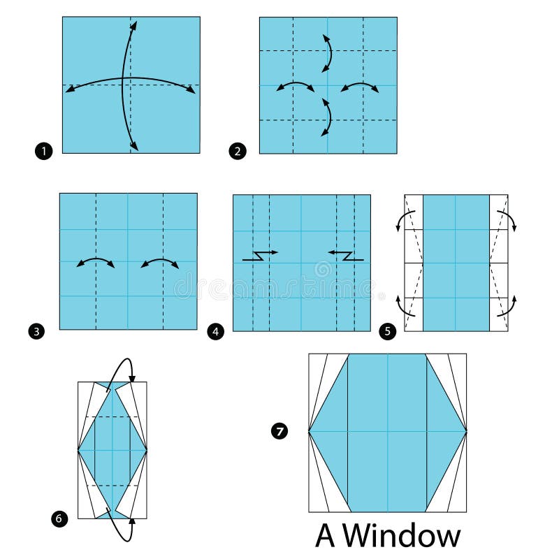 Step by Step Instructions How To Make Origami a Window. Stock Vector ...