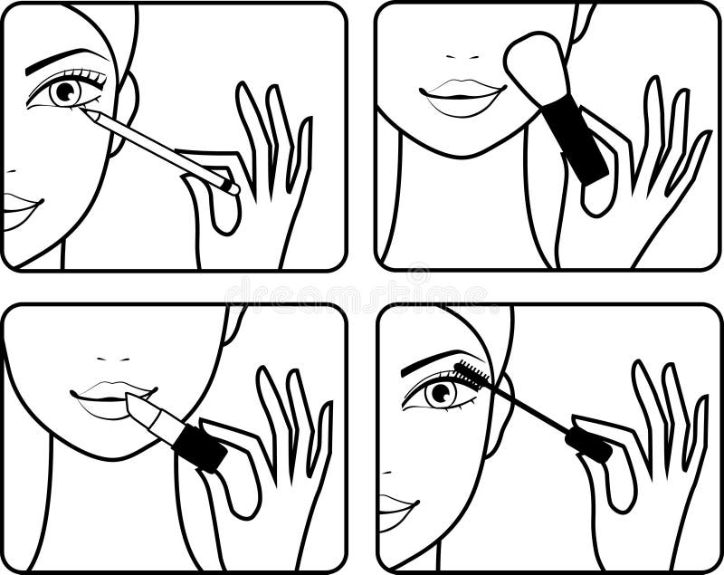 Step by step makeup set stock vector. Illustration of beautiful - 43588890