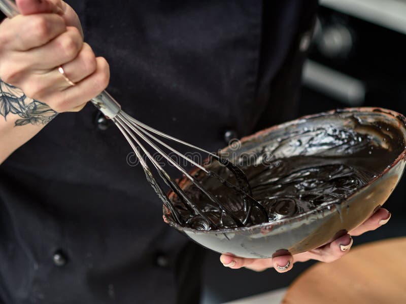 Step-by-step Preparation of Black Designer Cake Stock Image - Image of ...