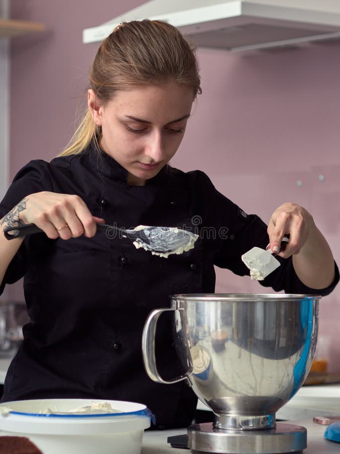 Step-by-step Preparation of Black Designer Cake Stock Photo - Image of ...