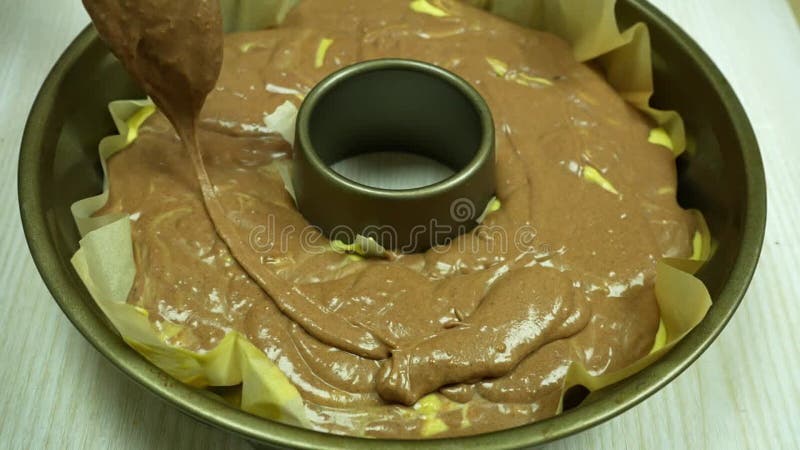 Step by Step Process of Making Round Marble Cake Stock Footage - Video ...