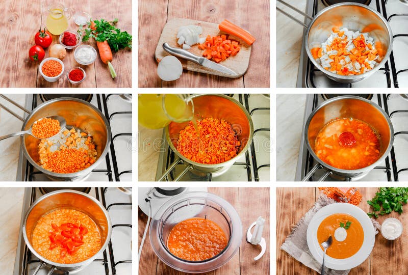 Step by Step Recipe for Cooking Soup Stock Image - Image of curry ...