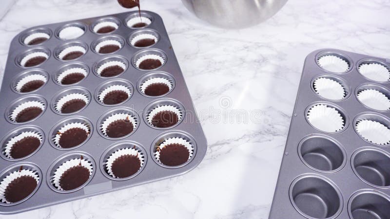 Chocolate cupcakes stock image. Image of pastries, cake - 258539607