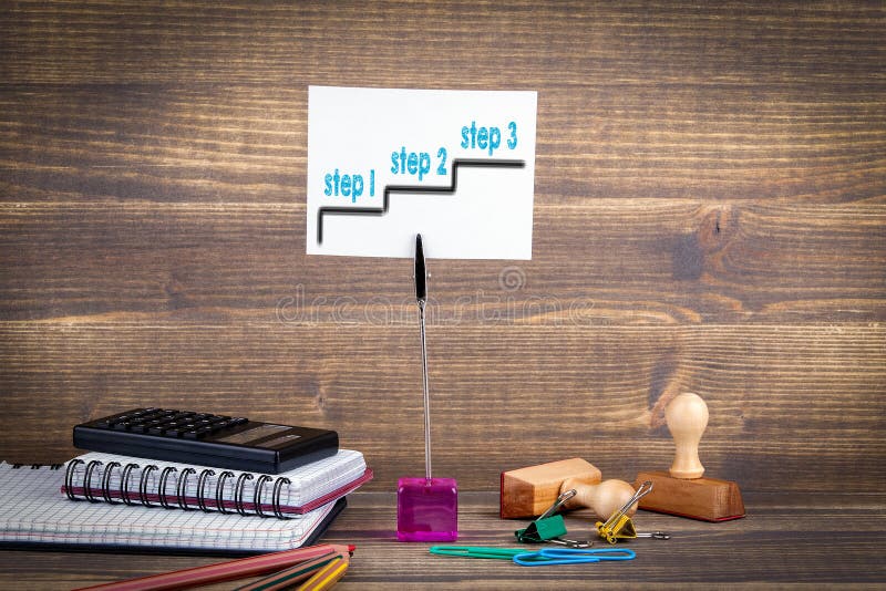 Step 1 - Step 2 - Step 3. Work Desk Stock Image - Image of career ...