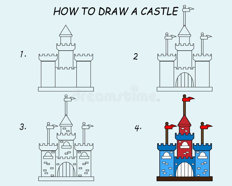 Step by Step To Draw a Castle. Drawing Tutorial a Castle. Drawing ...