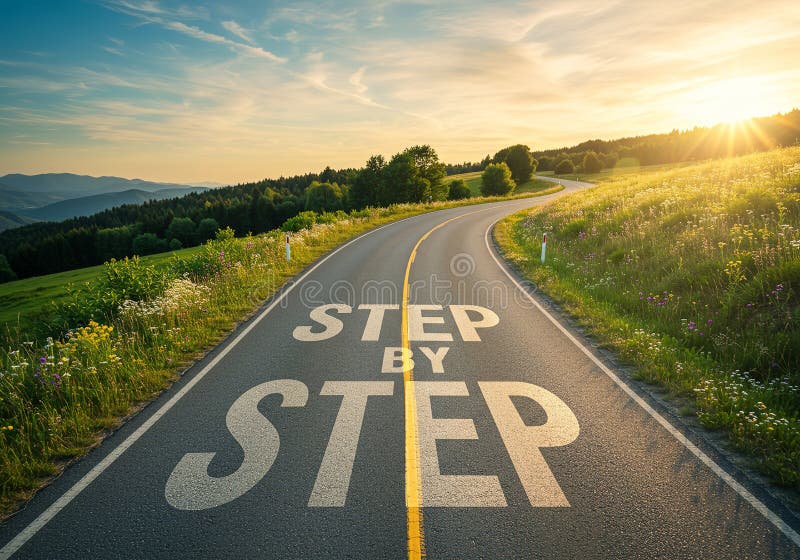 Step by Step Winding Road Perseverance Growth Vision Stock Illustration ...