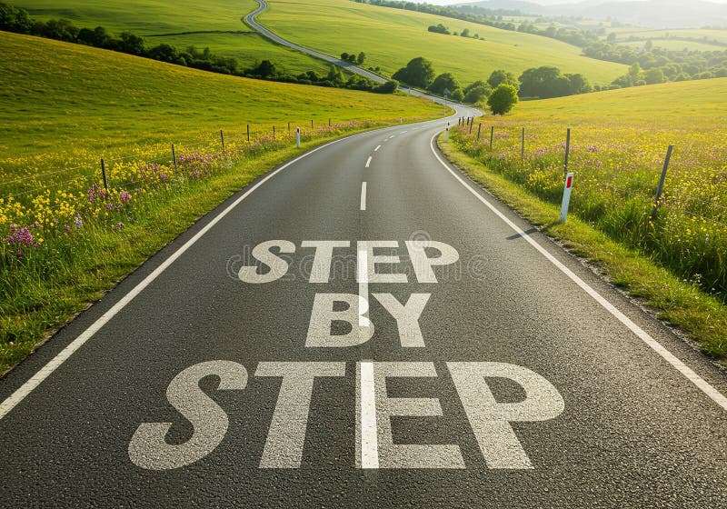 Step by Step Winding Road Perseverance Positive Progress Stock Photo ...