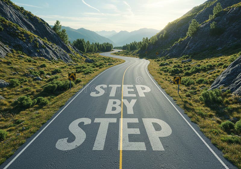 Step by Step Winding Road Perseverance Resilience Pathway Stock ...