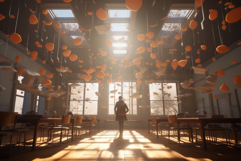 Step into a Surreal Classroom Where Students Stock Illustration ...