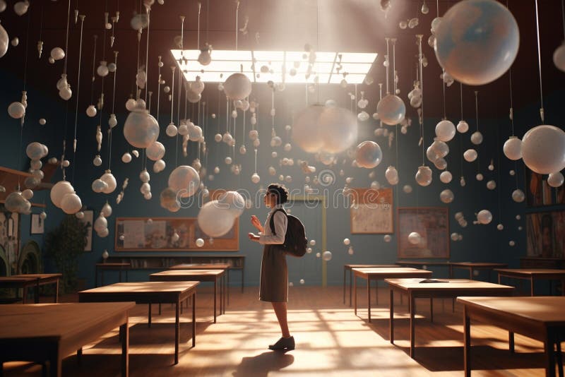 Step into a Surreal Classroom Where Students Stock Illustration ...