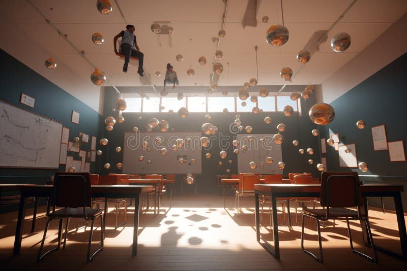 Step into a Surreal Classroom Where Students Stock Illustration ...