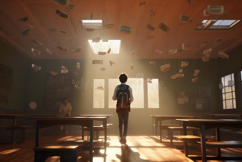 Step into a Surreal Classroom Where Students Stock Illustration ...