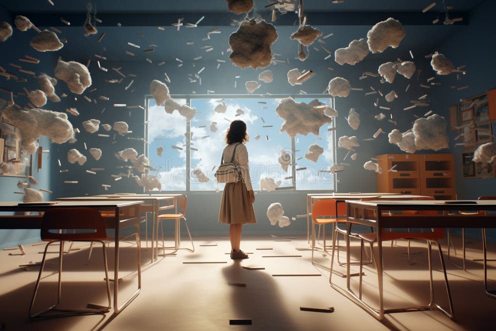 Step into a Surreal Classroom Where Students Stock Illustration ...