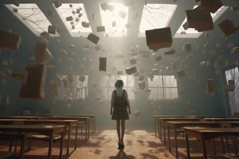 Step into a Surreal Classroom Where Students Stock Illustration ...