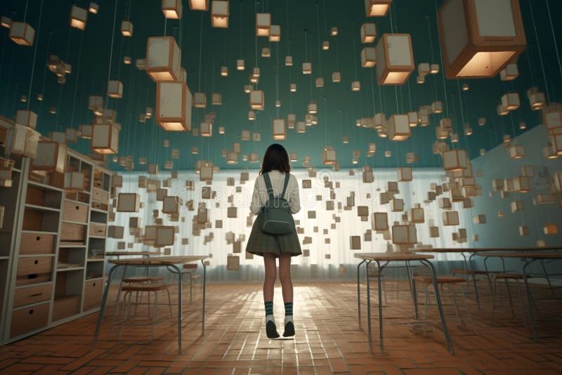 Step into a Surreal Classroom Where Students Stock Illustration ...