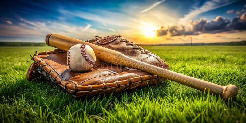 A Dreamy Baseball Scene Surreal AI Art Captures a Worn Glove Bat and ...