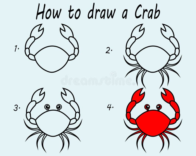 Step by Step To Draw a Crab. Drawing Tutorial a Crab. Drawing Lesson ...