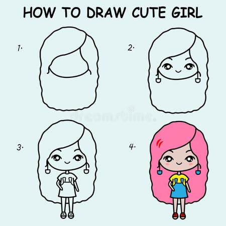 Step by Step To Draw a Cute Girl. Drawing Tutorial a Cute Girl. Drawing ...