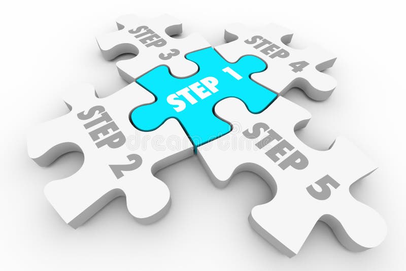 Step 1 To 5 Puzzle Pieces System Procedure Stock Illustration ...