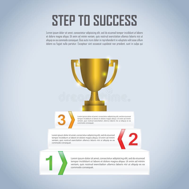Step To Success with Winner Trophy Infographic Design Template Stock ...
