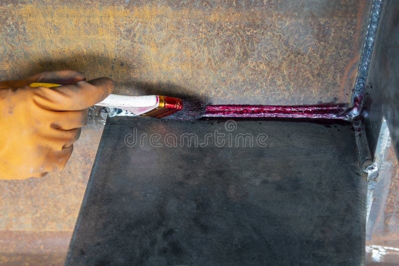 Step To Use Brush Apply Liquid Penetrant into the Welded for Non ...