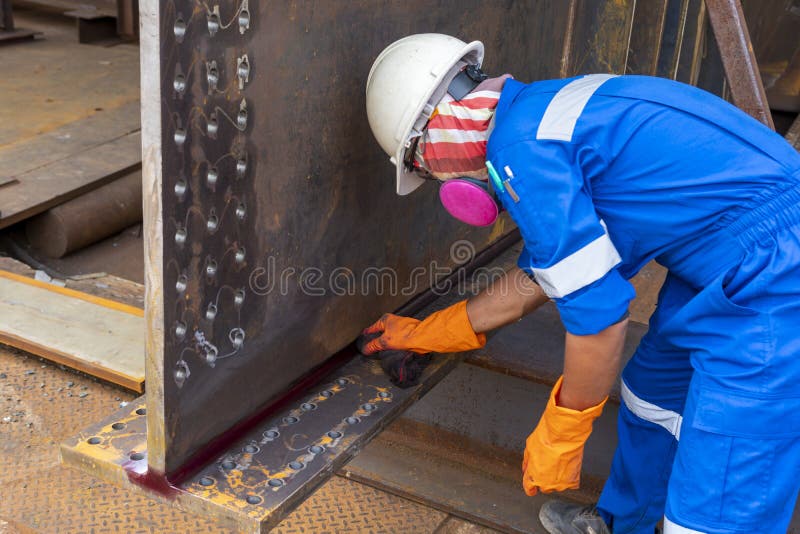 Step To Use Rag Wipe Liquid Penetrant Out To Welded Surface before ...