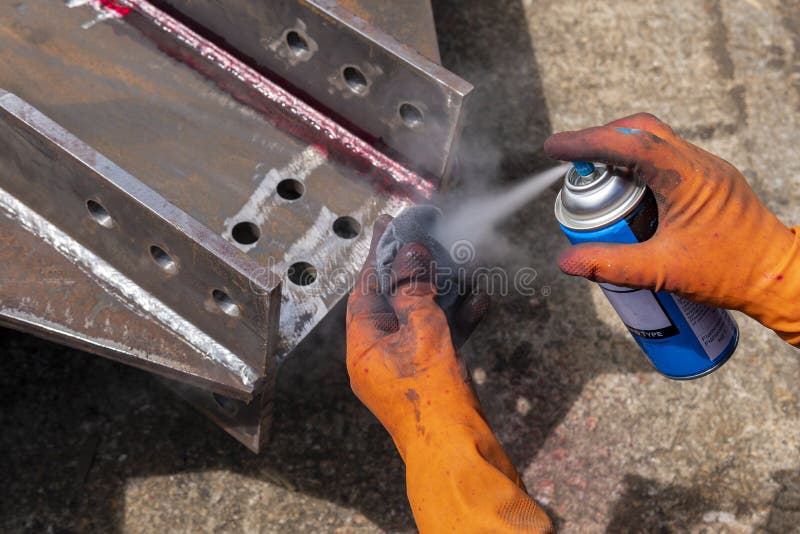 Step To Use Solvent Remover Spray into the Rag To Cleaning the Welded ...