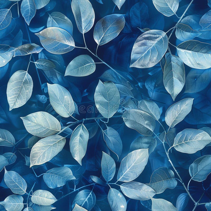 Midnight Botanicals - Seamless Leaf Pattern in Moonlit Hues Stock ...