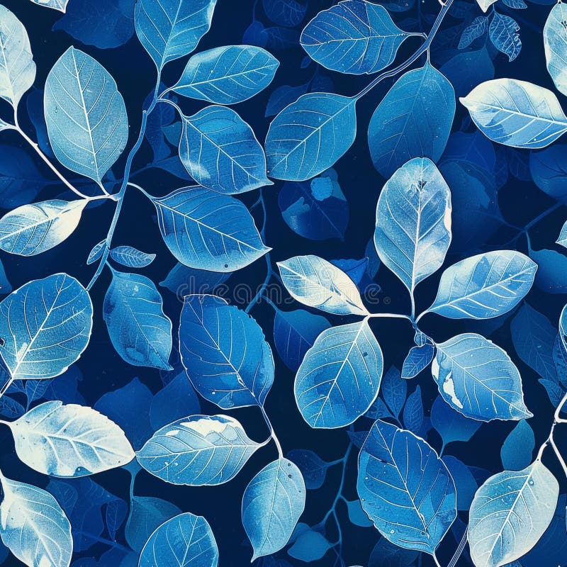 Midnight Botanicals - Seamless Leaf Pattern in Moonlit Hues Stock ...