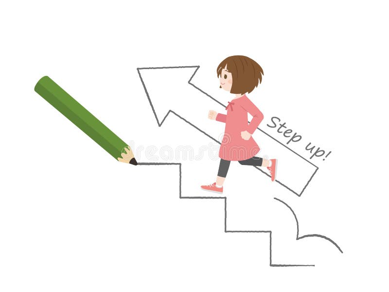 Step up girl stock vector. Illustration of pencil, stepup - 184523157