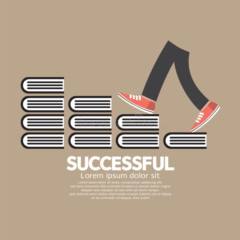 Step Up Walking on Books Successful Concept Stock Vector - Illustration ...