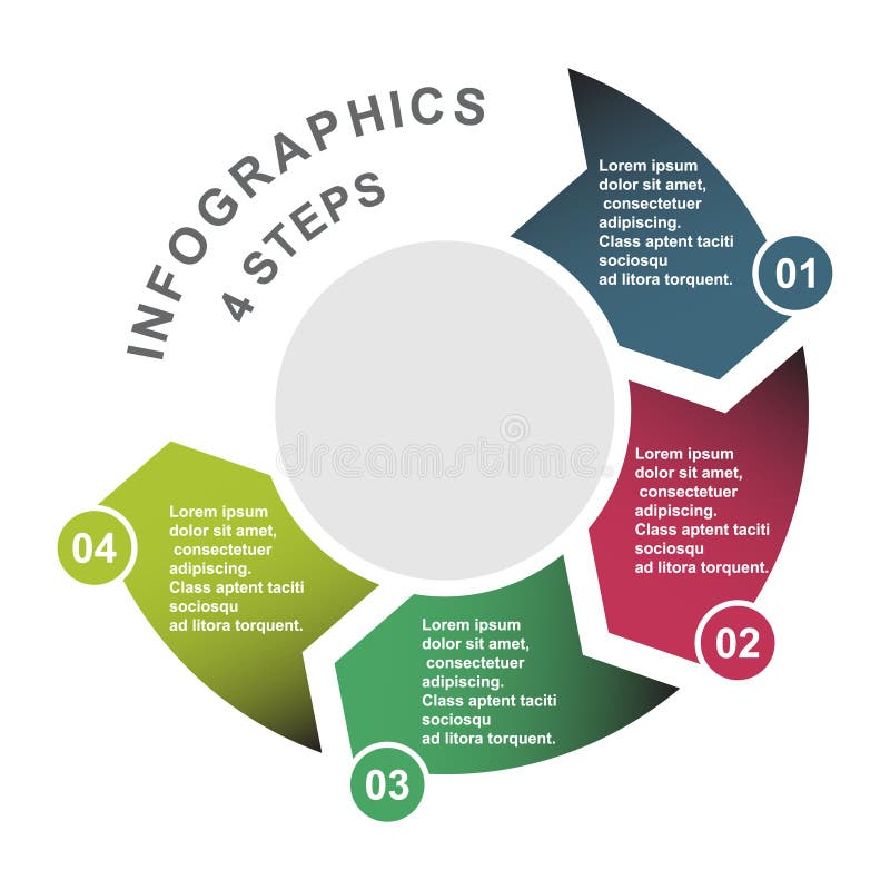 4 Step Vector Element in Four Colors with Labels, Infographic Diagram ...