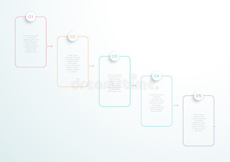 5 Step Vector Flat Thin Line Text Boxes Linked Together Stock Vector ...