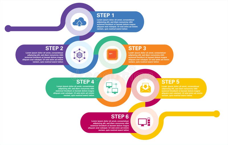 6 Step Vector Infographic with Technology Icons and Six Steps for ...