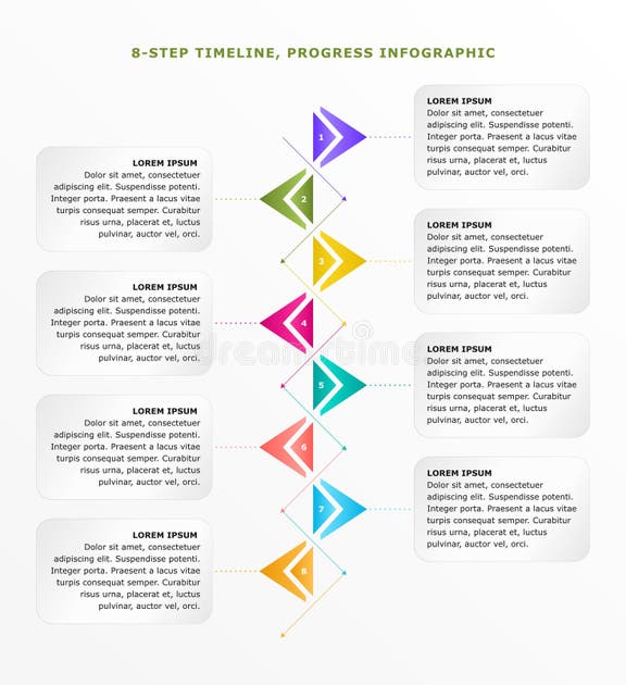 8-Step Vertical Timeline, Progress and Sequence Business Infographic ...