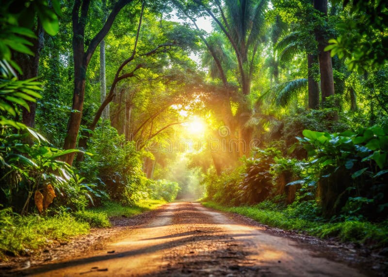 Emerald Jungle Path a Lush Tropical Pathway with Bokeh Effect Perfect ...