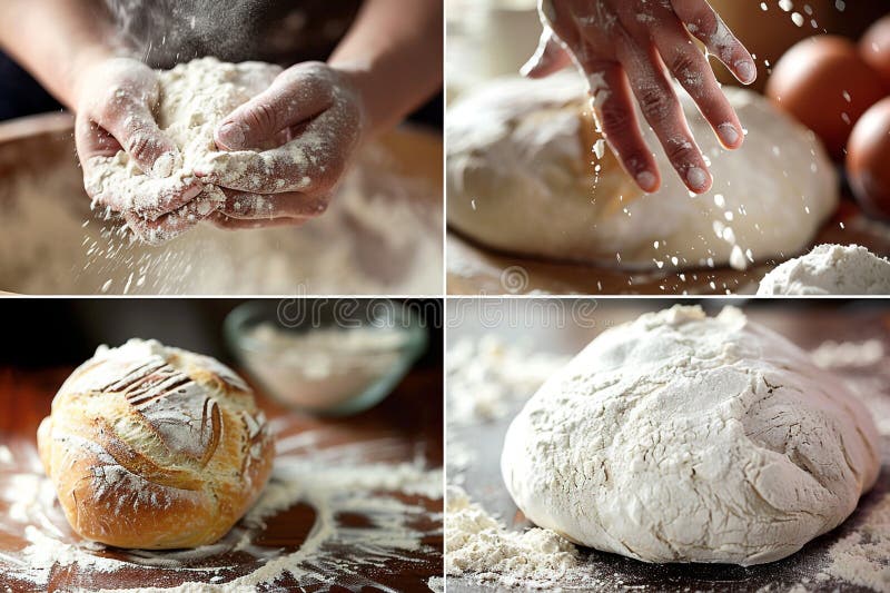 A Stepbystep Visual Guide To Making Artisan Bread Showcasing the Mixing ...
