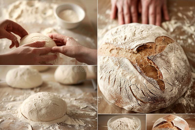 A Stepbystep Visual Guide To Making Artisan Bread Showcasing the Mixing ...