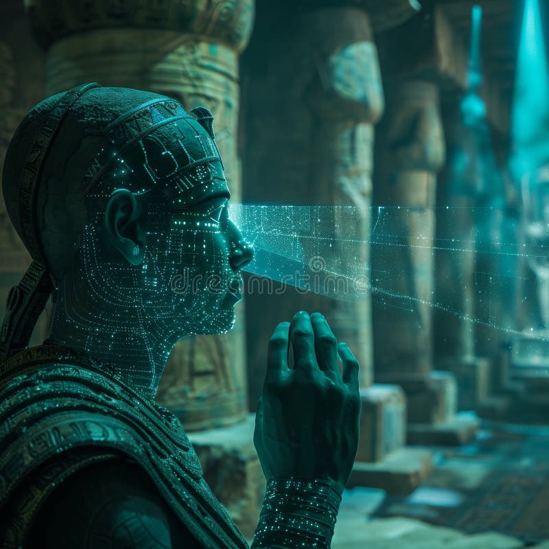 Clash of Time Futuristic Technologies Meet Ancient Custom Stock ...